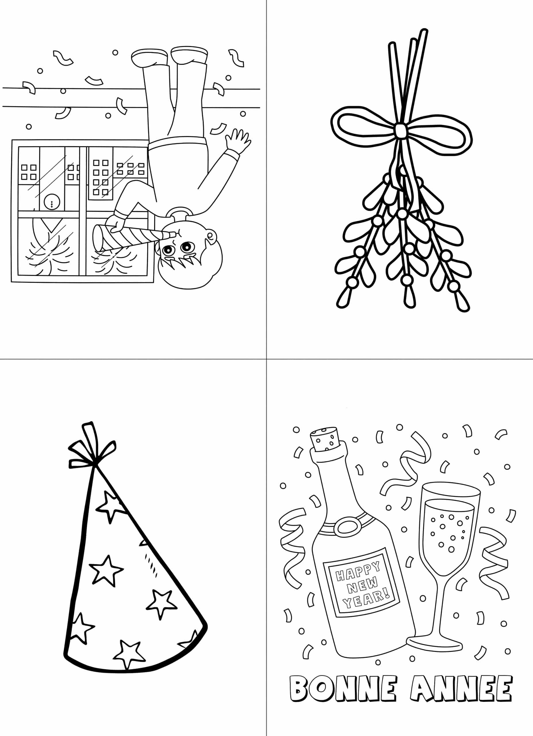 Cartes de bonne année à colorier - Imprimer coloriage