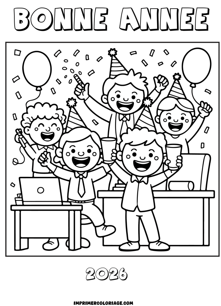 Coloriage de bonne année 2026 & nouvel an | Dessin gratuit