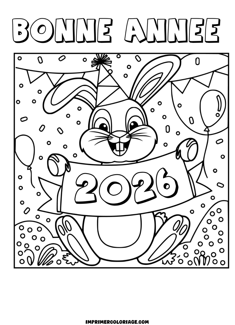 Coloriage de bonne année 2026 & nouvel an | Dessin gratuit