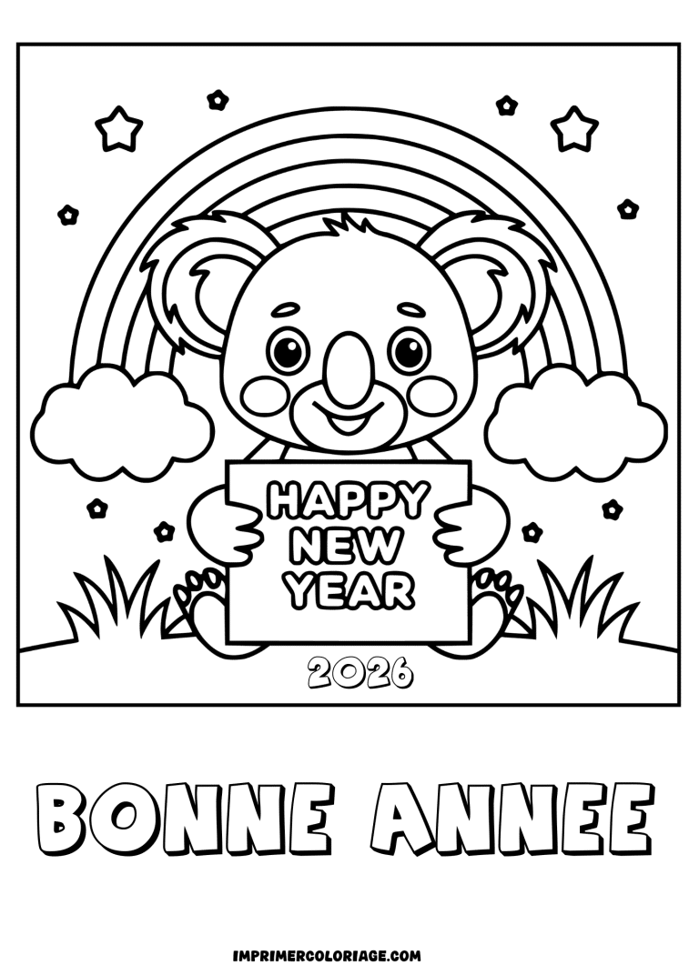 Coloriage de bonne année 2026 & nouvel an | Dessin gratuit