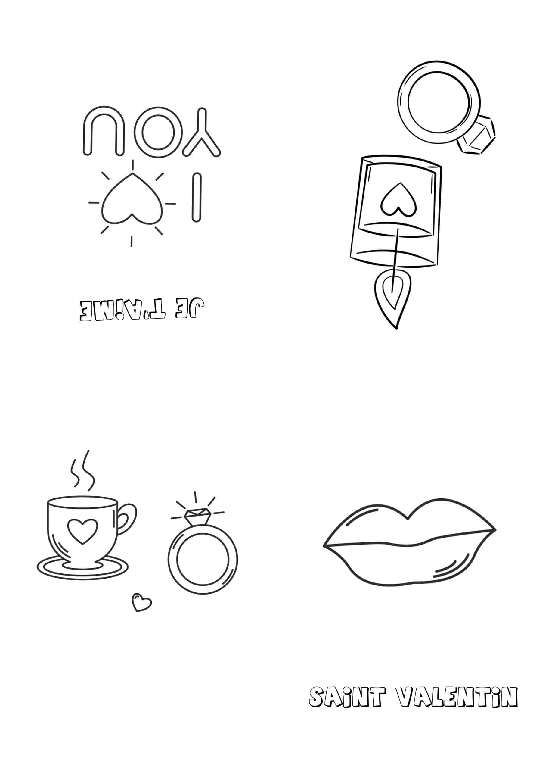 Cartes à colorier de St Valentin - Imprimer coloriage