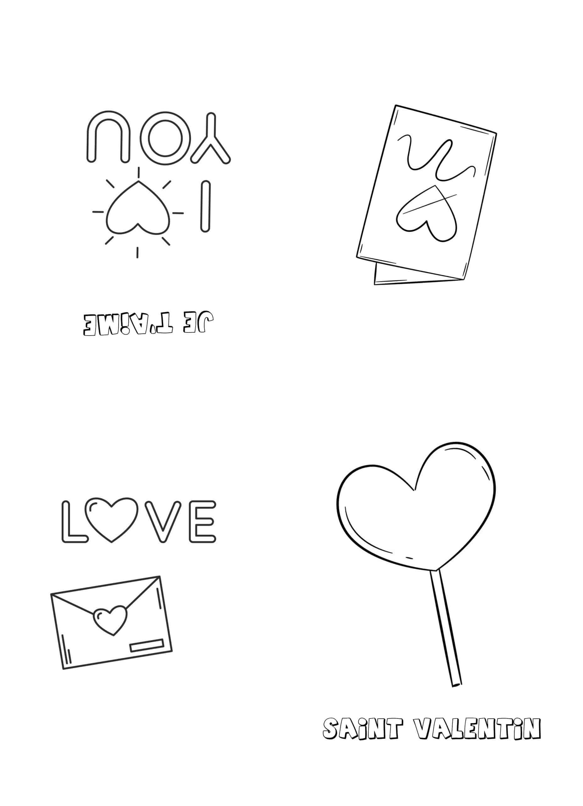 Cartes à colorier de St Valentin - Imprimer coloriage