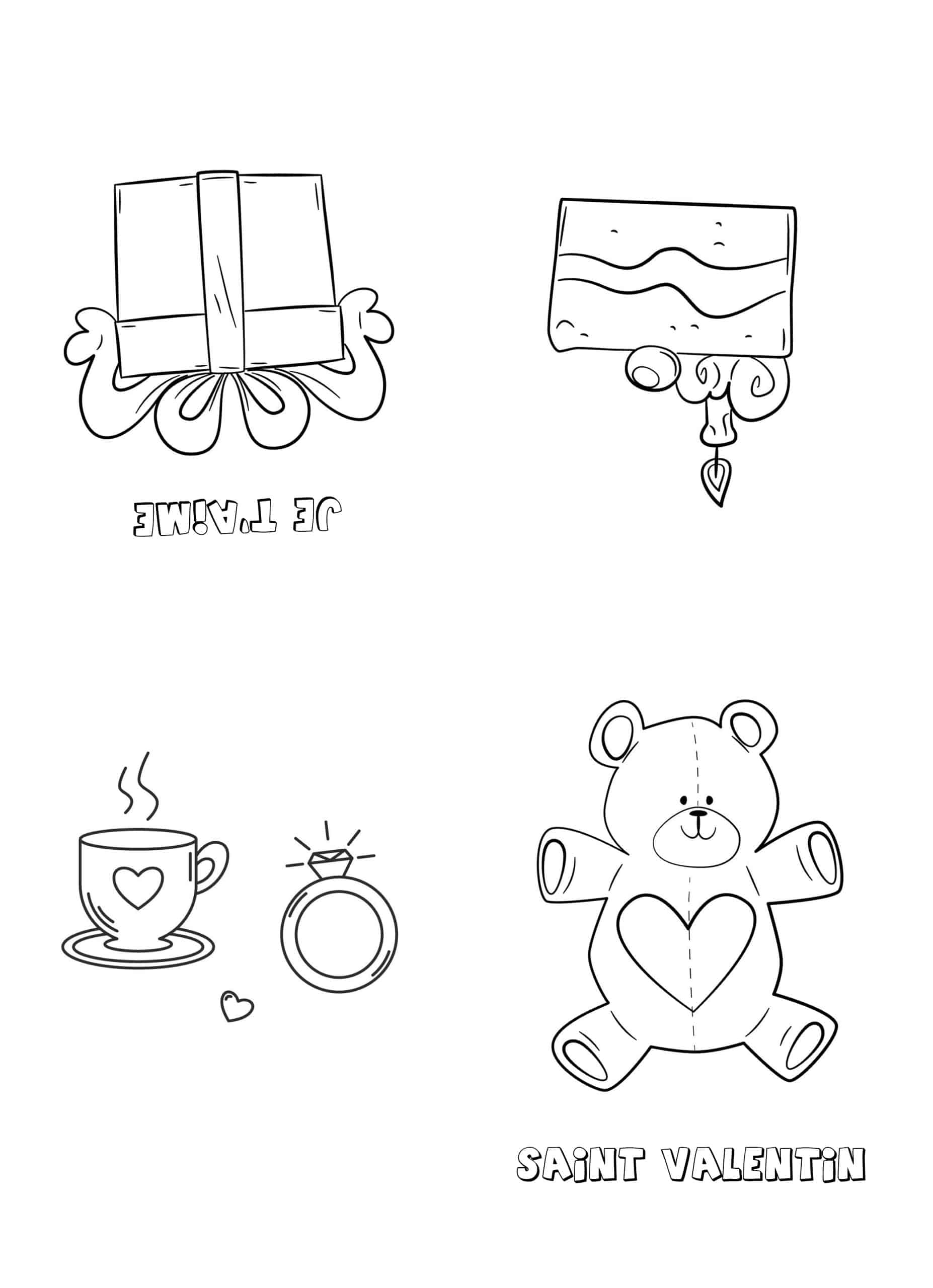 Cartes à colorier de St Valentin - Imprimer coloriage