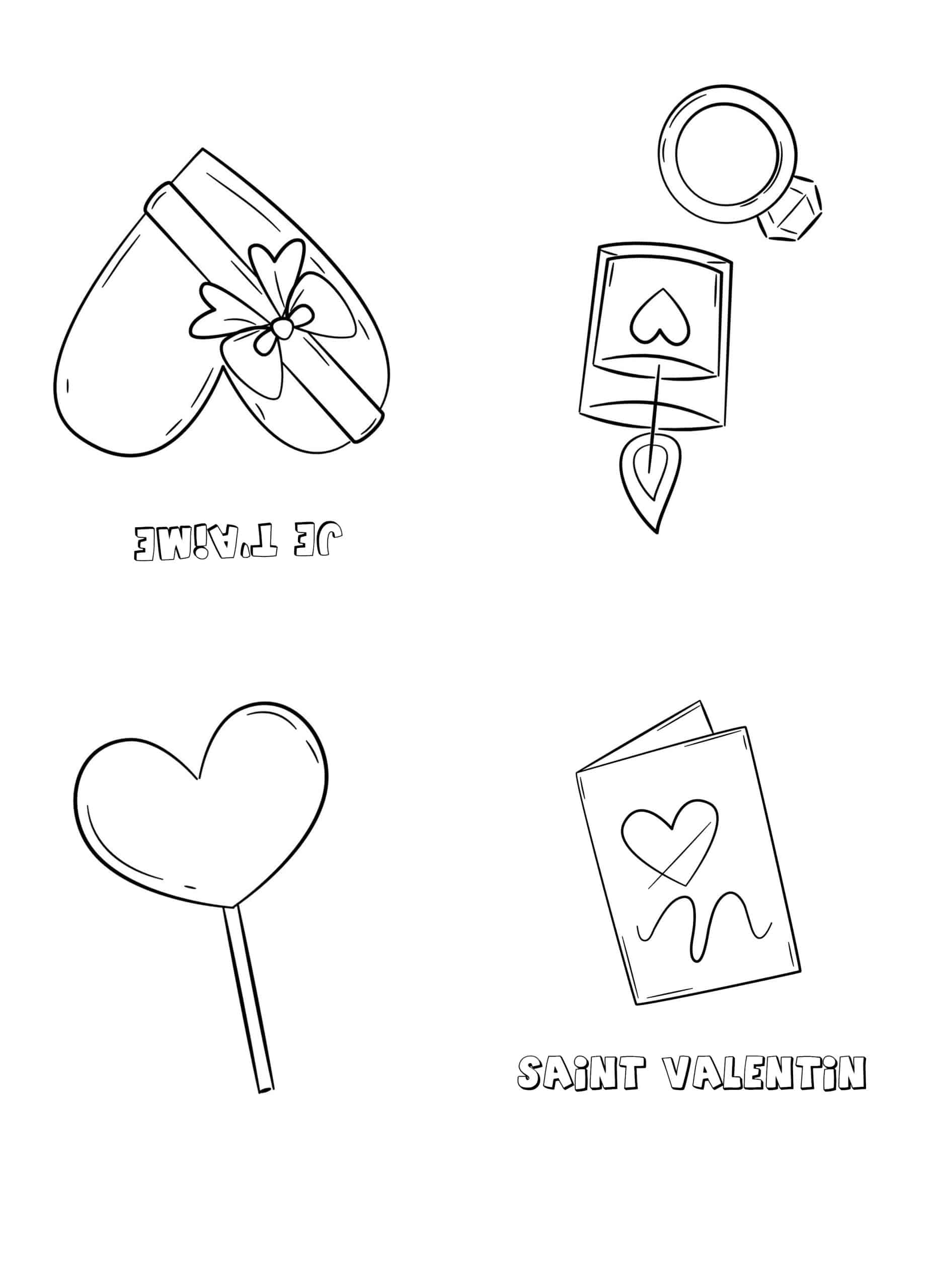 Cartes à colorier de St Valentin - Imprimer coloriage