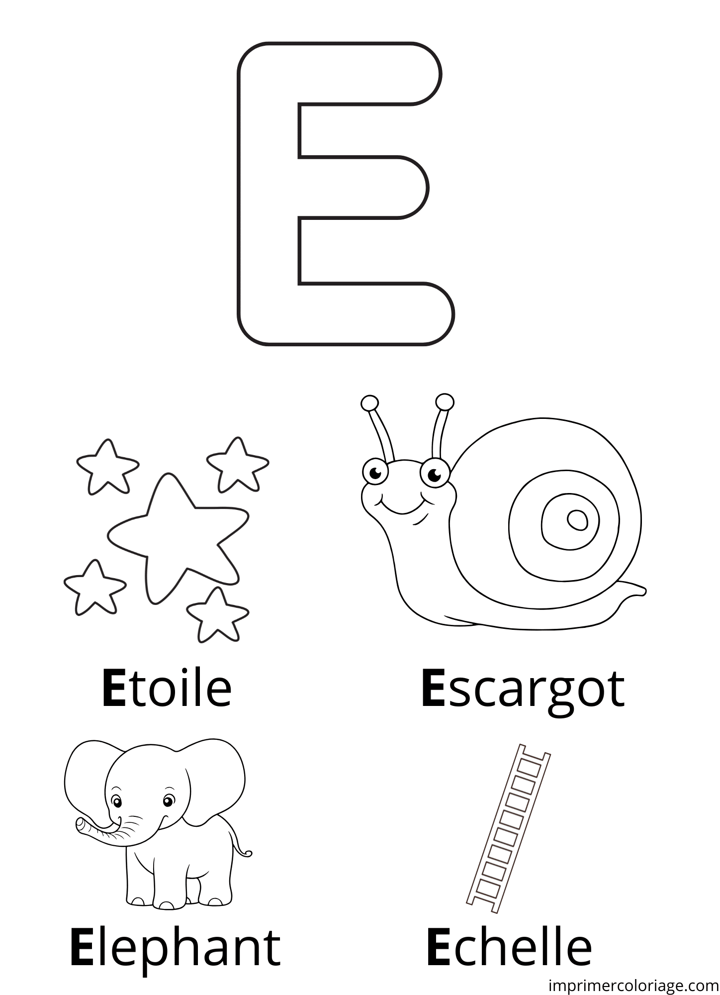 Coloriage de la lettre E - Imprimer coloriage