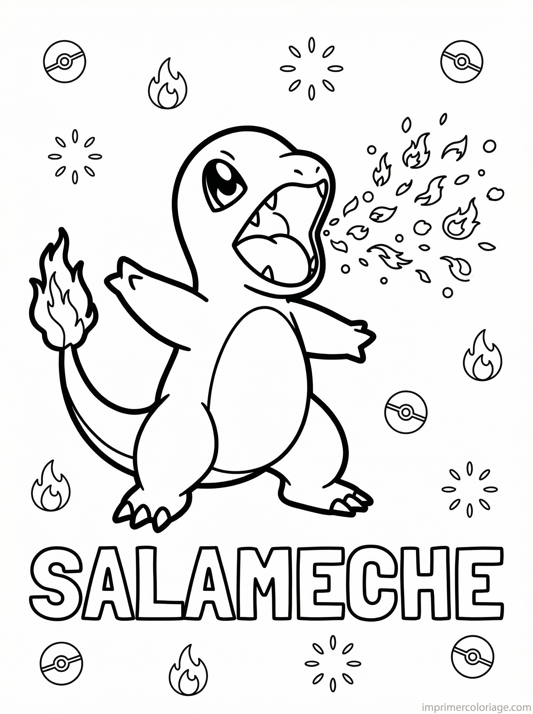Coloriage Salamèche | Pokemon à colorier gratuit